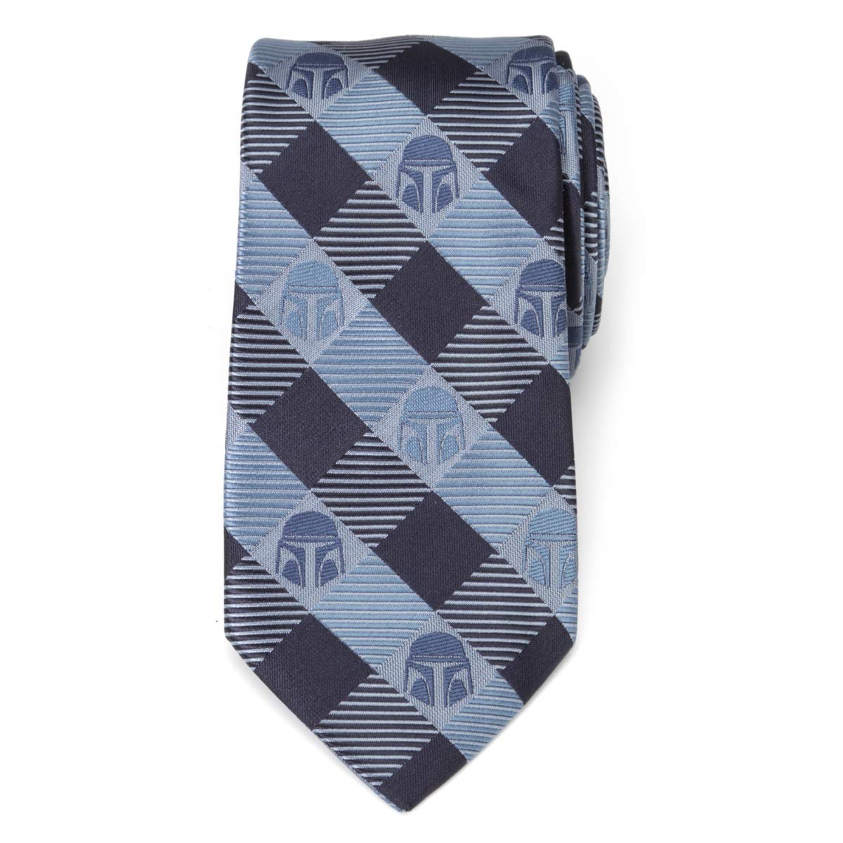 Cufflinks Inc. Star Wars Mando Helmet Check Blue Mens Tie The Mandalorian Official Merch