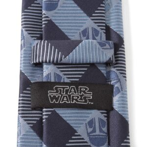 Cufflinks Inc. Star Wars Mando Helmet Check Blue Mens Tie The Mandalorian Official Merch