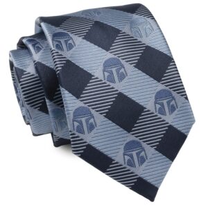 cufflinks inc. star wars mando helmet check blue mens tie the mandalorian official merch