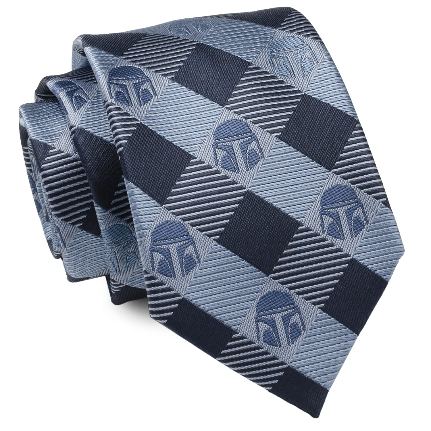 Cufflinks Inc. Star Wars Mando Helmet Check Blue Mens Tie The Mandalorian Official Merch