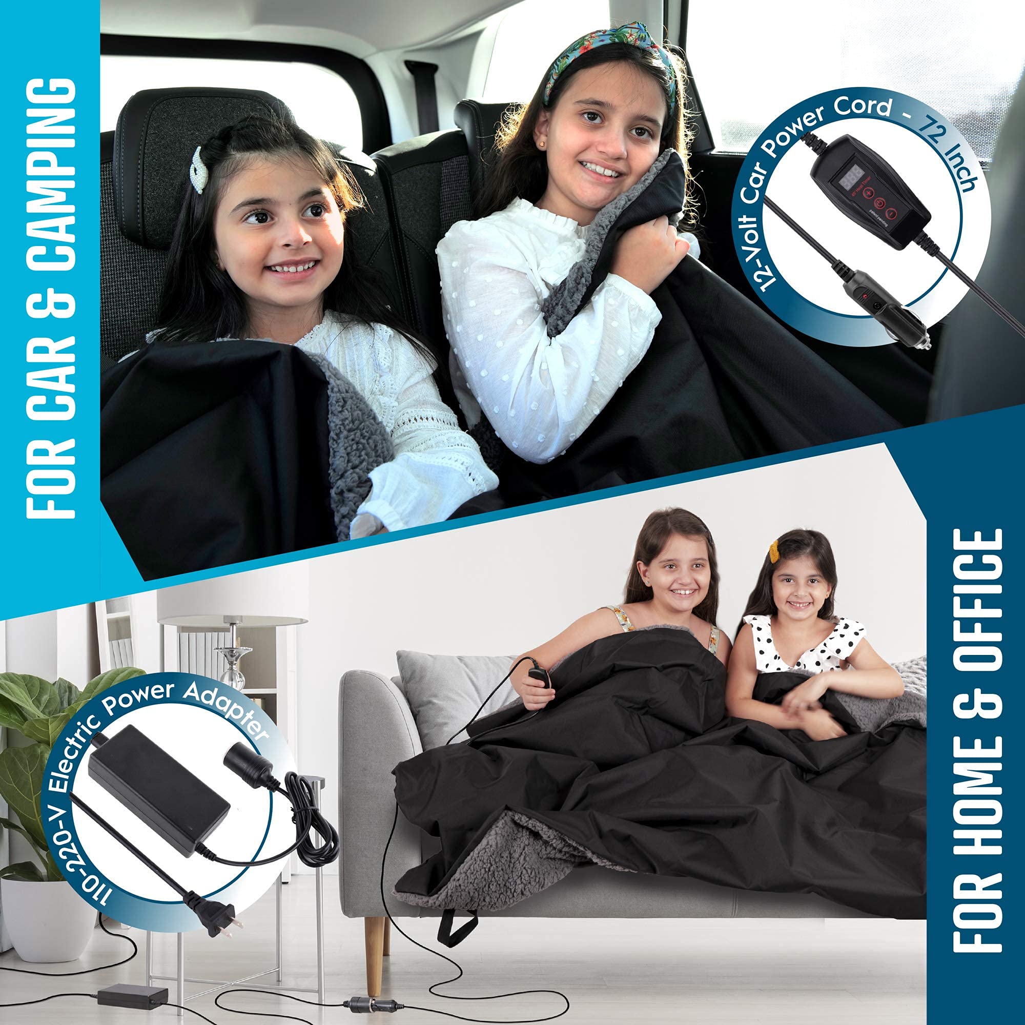 Zone Tech Sherpa Fleece Travel Blanket Grey Cozy Soft Plush Warm Fuzzy Automotive Comfortable Car Seat 59" x 43” Blanket -Great for Winter, Home, Office and Camping