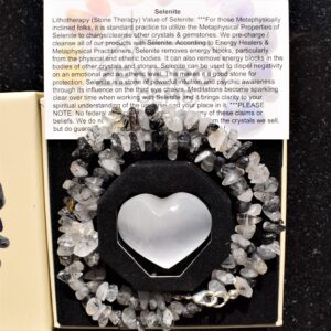 Zenergy Gems CHARGED 18" Natural Himalayan Black Tourmaline Quartz (Tourmalinated - Black Rutile) Crystal Necklace Tumble Polished + Selenite Charging Heart [Included]