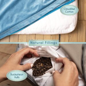 Florensi Meditation Cushion & Zabuton Meditation Mat Bundle- Premium Velvet Meditation Pillow for Women and Men,Washable Cover, Buckwheat Round Floor Pillow & 100% Cotton Square Floor Cushion