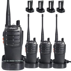 olywiz walkie talkies for adults, 16 channels, rechargeable, with flashlight, li-ion battery, charger, 4 pack