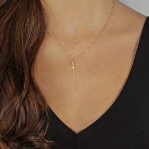 2pcs Gold Sliver Dainty Cross Necklace Simple Delicate Handmade Boho Personalized Necklace Gift