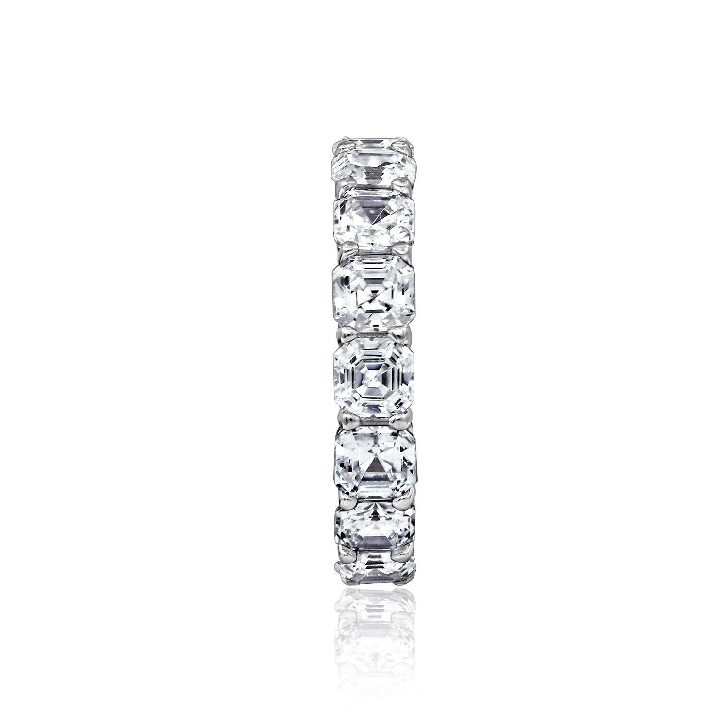 KIERA Rhodium Clad Sterling Silver 4mm Asscher Cut Cubic Zirconia Eternity Ring, Size 8