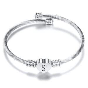 chili jewelry women initial s letter heart name expandable silver bracelets