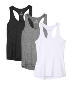 icyzone workout tank tops for women - racerback athletic yoga tops, running exercise gym shirts(pack of 3) (black/gray/white, small)