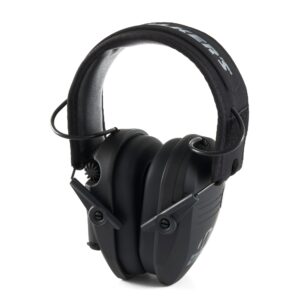 Walker's Razor Slim Shooter Electronic Hunting Folding Hearing Protection Earmuffs with 23dB NRR and Sound Amplification, Black Punisher, 2 Pack