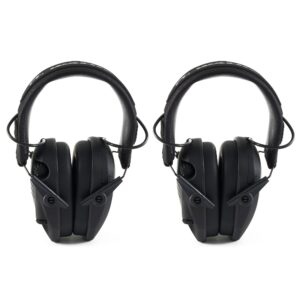 walker's razor slim shooter electronic hunting folding hearing protection earmuffs with 23db nrr and sound amplification, black punisher, 2 pack