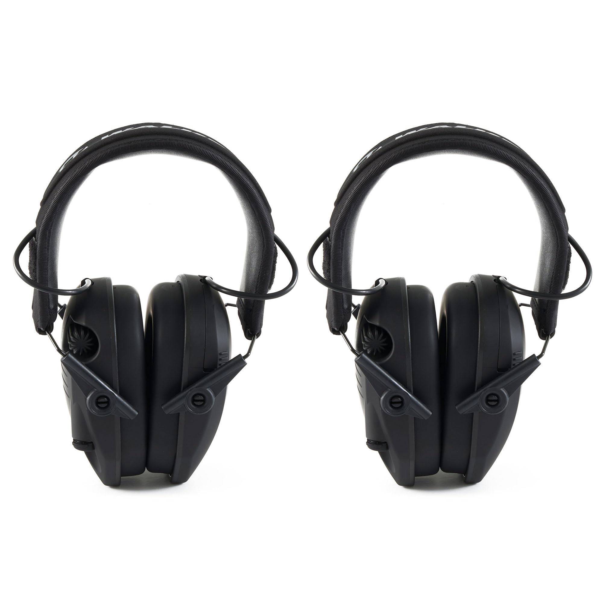 Walker's Razor Slim Shooter Electronic Hunting Folding Hearing Protection Earmuffs with 23dB NRR and Sound Amplification, Black Punisher, 2 Pack