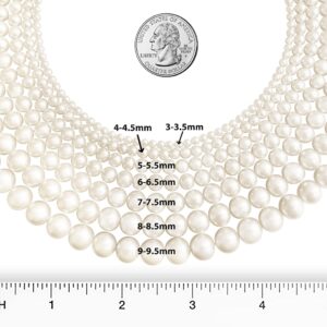 .925 Sterling Silver AAAA White Freshwater Cultured Pearl Silk-Knotted 18" Princess-Length Strand Necklace - Choice of Pearl Size (3.0-3.5mm)