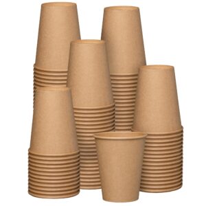 comfy package [12 oz. - 100 count kraft disposable paper cups, hot coffee cups brown unbleached - eco-friendly cups