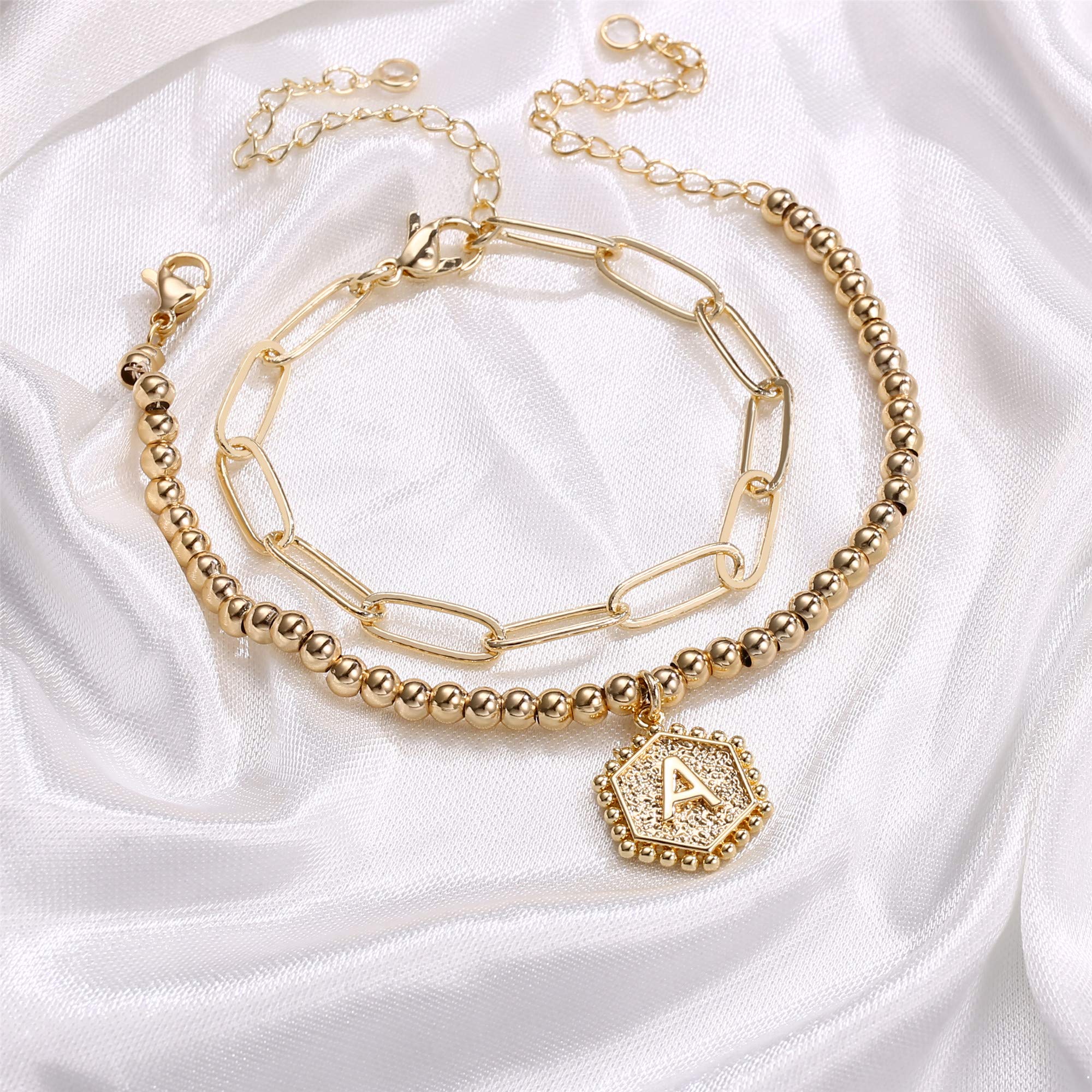 IEFWELL Gold Bracelets for Teen Girls - Gold Initial Bracelets for Women Gold Bracelets for Women Girls Initial Bracelets for Girls Gifts Letter M Bracelets for Women Bracelets, Pulseras Para Mujer