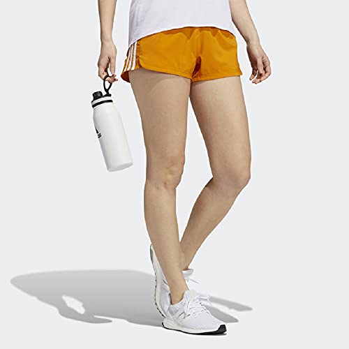 adidas Women's Pacer 3-Stripes Woven Shorts, Focus Orange/White, Medium