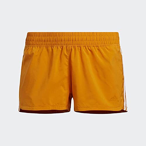 adidas Women's Pacer 3-Stripes Woven Shorts, Focus Orange/White, Medium