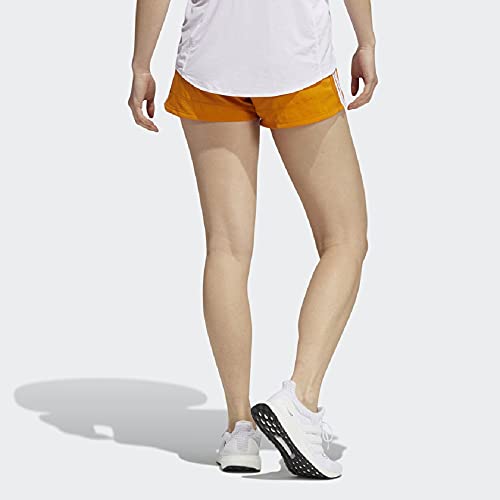 adidas Women's Pacer 3-Stripes Woven Shorts, Focus Orange/White, Medium