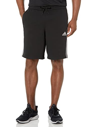 adidas Men's Essentials Fleece 3-Stripes Shorts, Black/White, Medium