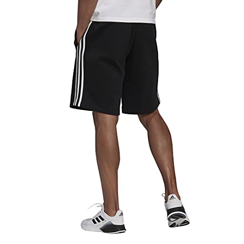 adidas Men's Essentials Fleece 3-Stripes Shorts, Black/White, Medium