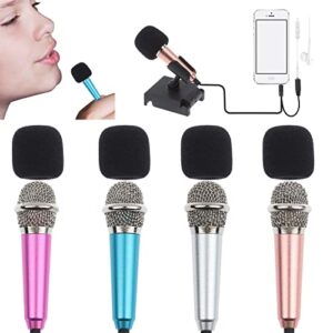 4pcs mini microphone mini karaoke microphone for voice recording, portable microphone chatting and singing compatible with smartphone iphone, ipad, laptop