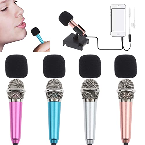 4Pcs Mini Microphone Mini Karaoke Microphone for Voice Recording, Portable Microphone Chatting and Singing Compatible with Smartphone iPhone, iPad, Laptop