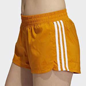 adidas Women's Pacer 3-Stripes Woven Shorts, Focus Orange/White, Medium