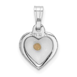 Sterling Silver Rhodium-plated Small Heart with Mustard Seed Pendant QQC7399