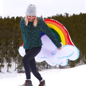 SNOWCANDY Snow Tube 48" Arctic Rainbow, Inflatable Snow Sled Toboggan for Kids and Adults, Heavy Duty with Handles and Bottom, Winter Outdoor Sledding, Easy to Inflate and Deflate