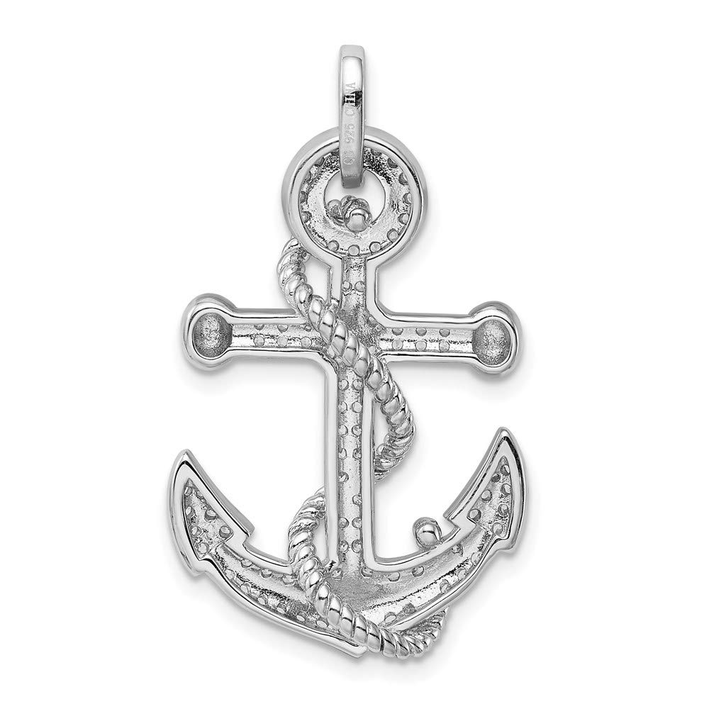 Sterling Silver Rhodium-plated CZ Anchor Pendant QQC9260