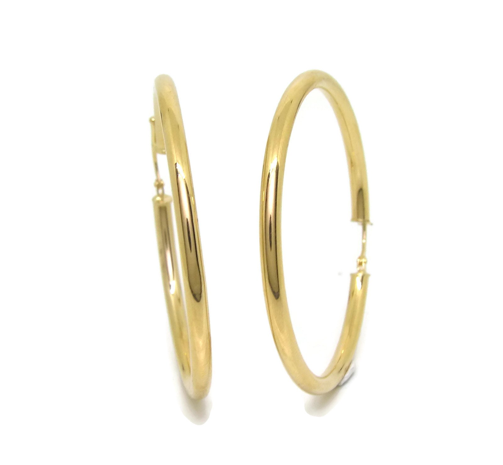 18k Yellow Gold Hoop Earrings, 3mm Wide by 4.5cm Outer Diameter, Weight: 3.75 Grams of 18k Gold