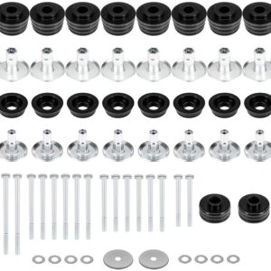 KF04060BK Body Mount Bushing Kit Fit for Ford 2008-2016 F250 F350 Super Duty 2WD 4WD Steel Sleeves & Hardware & Polyurethane Body Cab Mounts (black)