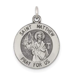 sterling silver antiqued saint matthew medal qqc5741