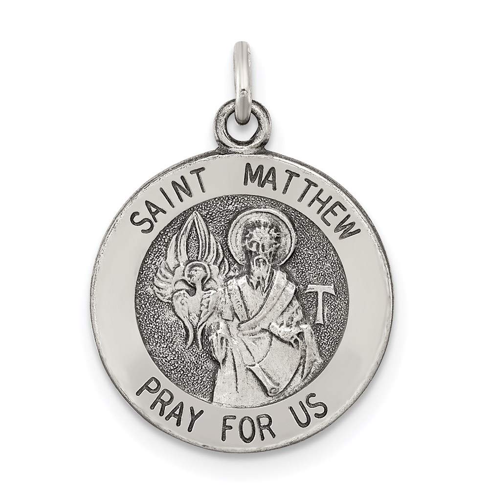 Sterling Silver Antiqued Saint Matthew Medal QQC5741