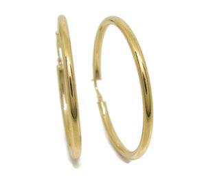 18k yellow gold hoop earrings, 3mm wide by 4.5cm outer diameter, weight: 3.75 grams of 18k gold