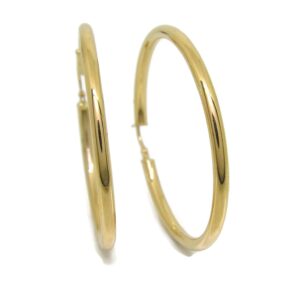 18k Yellow Gold Hoop Earrings, 3mm Wide by 4.5cm Outer Diameter, Weight: 3.75 Grams of 18k Gold