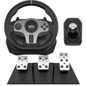 pxn racing wheel - steering wheel v9 driving wheel 270°/ 900° degree vibration gaming steering wheel with shifter and pedal for ps4,pc,ps3,xbox series x|s, xbox one(v9)