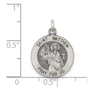 Sterling Silver Antiqued Saint Matthew Medal QQC5741