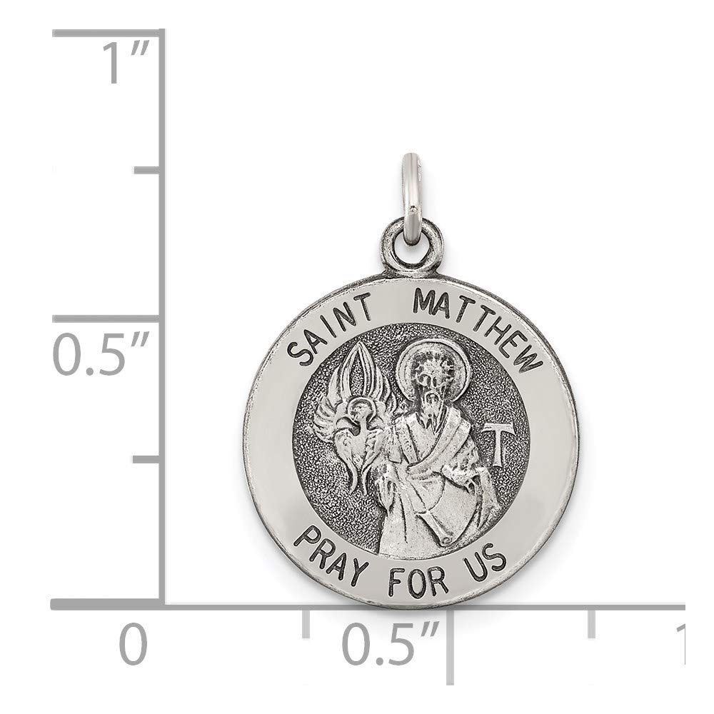 Sterling Silver Antiqued Saint Matthew Medal QQC5741