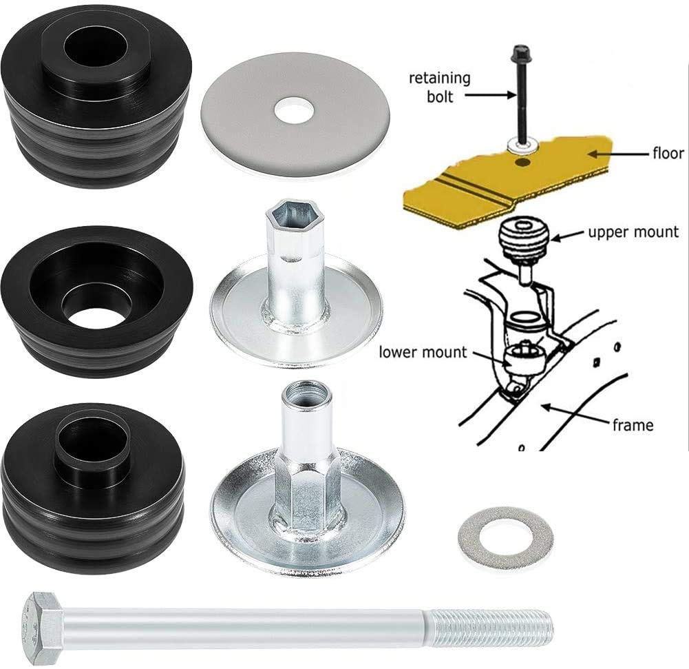 KF04060BK Body Mount Bushing Kit Fit for Ford 2008-2016 F250 F350 Super Duty 2WD 4WD Steel Sleeves & Hardware & Polyurethane Body Cab Mounts (black)