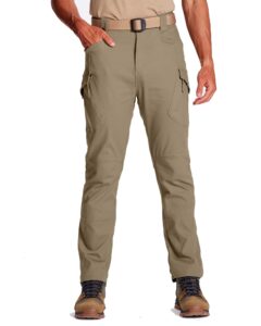 fedtosing tactical pants for men with 9 pockets cotton cargo work military trousers stretch hiking combat rip-stop pants khaki 38x32