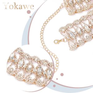 Yokawe Crystal Choker Necklace Gold Statement Necklace Sparkly Rhinestone Choker Sexy Wide Collar Party Rave Neck Jewelry Accessories for Women