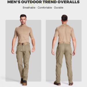 FEDTOSING Tactical Pants for Men with 9 Pockets Cotton Cargo Work Military Trousers Stretch Hiking Combat Rip-Stop Pants Khaki 38x32