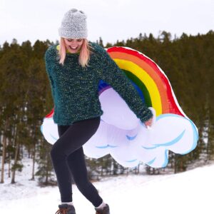 SNOWCANDY Snow Tube 48" Arctic Rainbow, Inflatable Snow Sled Toboggan for Kids and Adults, Heavy Duty with Handles and Bottom, Winter Outdoor Sledding, Easy to Inflate and Deflate