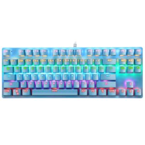 zhangli 87 keys mechanical keyboard, colorful backlit sub wired gaming keyboard for pc typing, typists, gamers