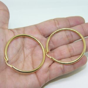 18k Yellow Gold Hoop Earrings, 3mm Wide by 4.5cm Outer Diameter, Weight: 3.75 Grams of 18k Gold