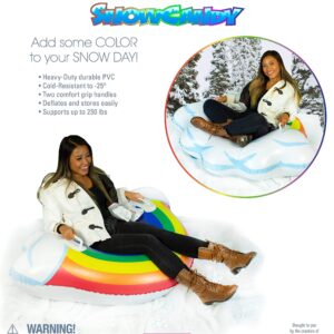 SNOWCANDY Snow Tube 48" Arctic Rainbow, Inflatable Snow Sled Toboggan for Kids and Adults, Heavy Duty with Handles and Bottom, Winter Outdoor Sledding, Easy to Inflate and Deflate