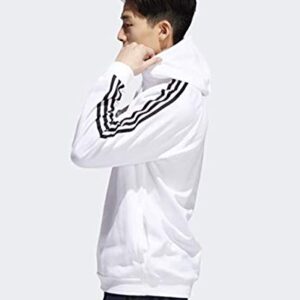 adidas mens Essentials 3-Stripes Pullover Hoodie White/Black