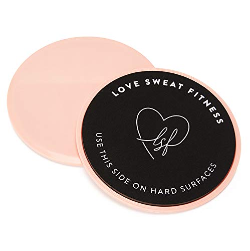 Love Sweat Fitness Exercise Slider Discs for Core Strength | Dual Sided for Soft and Hard Surfaces | 2 Pieces + Carry Bag