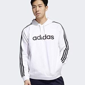 adidas mens Essentials 3-Stripes Pullover Hoodie White/Black