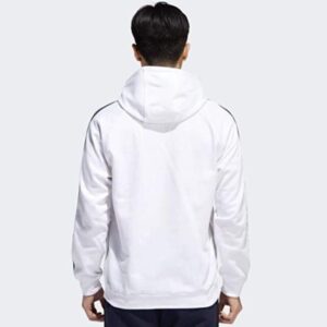 adidas mens Essentials 3-Stripes Pullover Hoodie White/Black